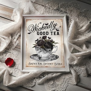 Gothic Tea Print Witches Tea Print Halloween Wall Art Spooky Kitchen ...