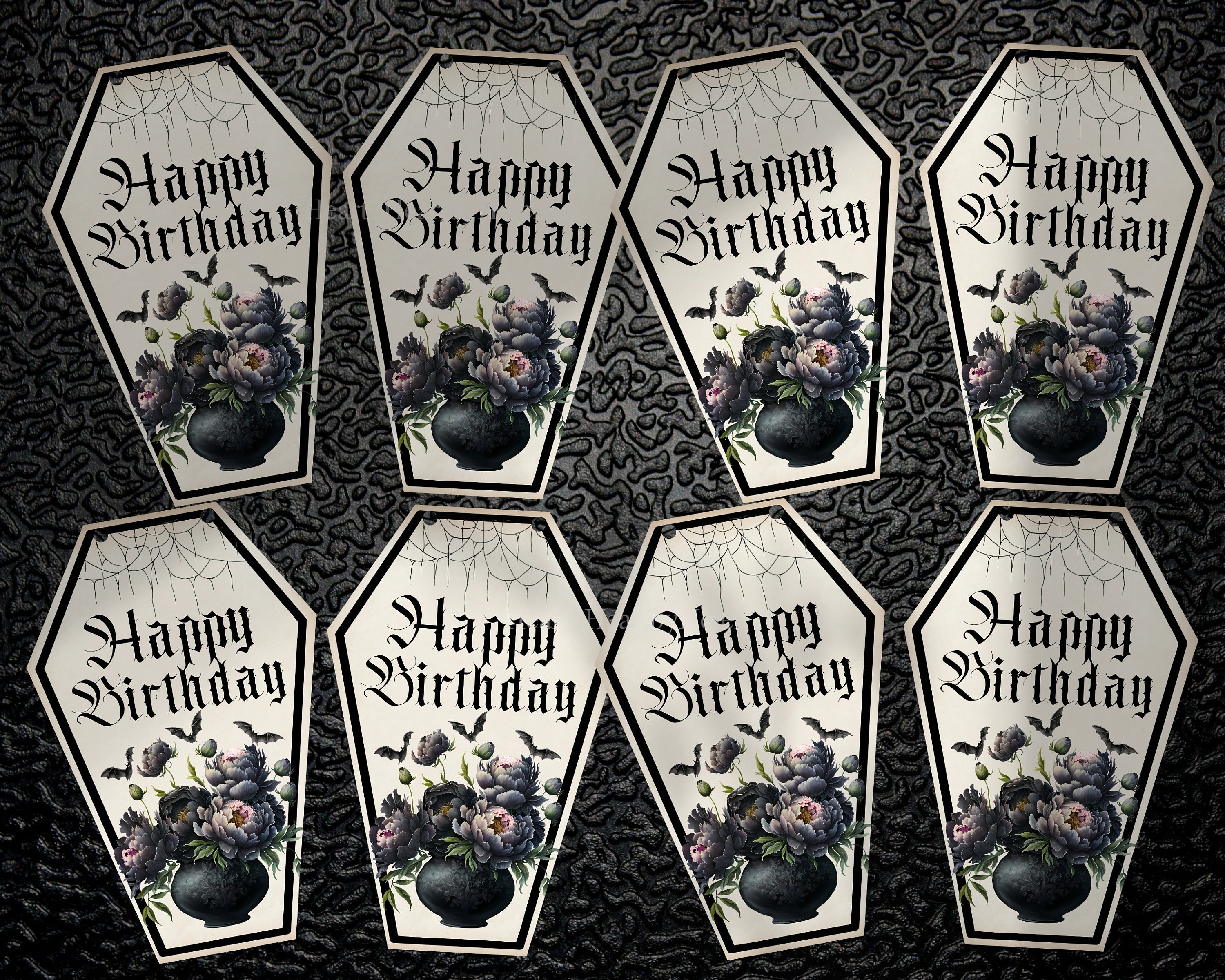 Gothic Happy Birthday Coffin Bunting Goth Birthday Party - Etsy UK