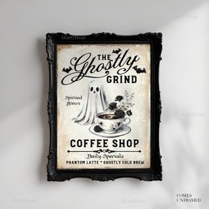Halloween Coffee Bar Sign Ghost Coffee Print Halloween Wall Art Spooky ...