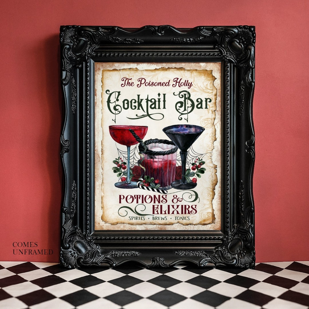 Gothic Christmas Cocktail Bar Sign, Spooky Christmas Decoration ...