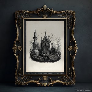 Cemetery Print | Gothic Wall Art | Graveyard Print - Etsy UK