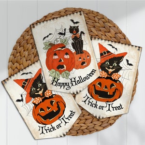 Vintage Halloween Bunting, Happy Halloween, Black Cat Halloween ...
