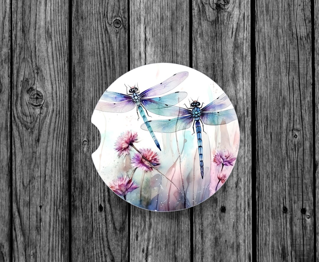 Dragonfly Car Coasters | Watercolor Dragonfly Car Coasters | Dragonfly ...
