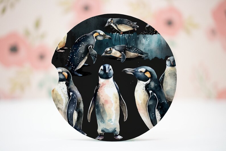 Neon Penguin Car Coaster: Colorful Neoprene Animal Coaster - Etsy