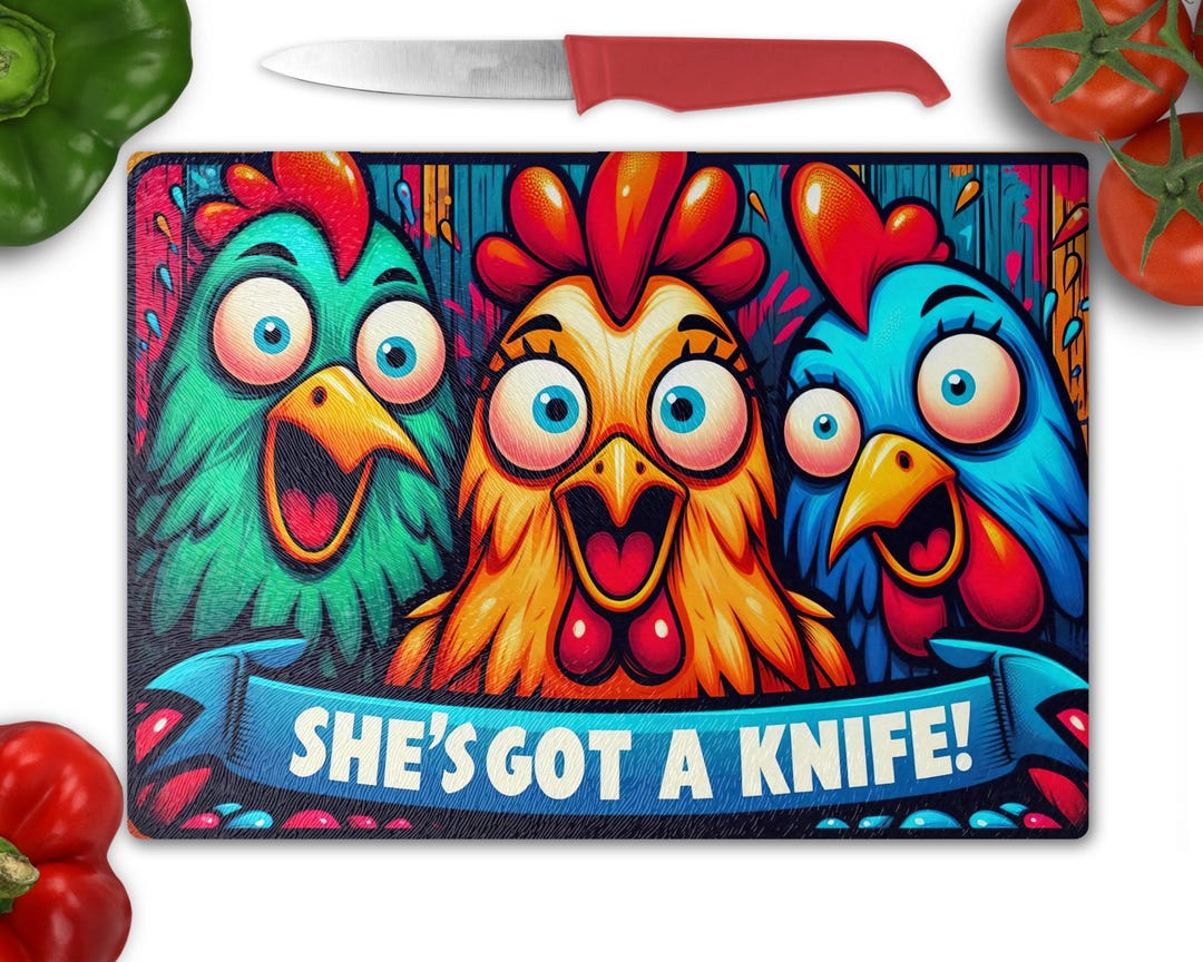 Funny Chicken Glass Cutting Board | Tempered Glass Cutting Board | Heat ...