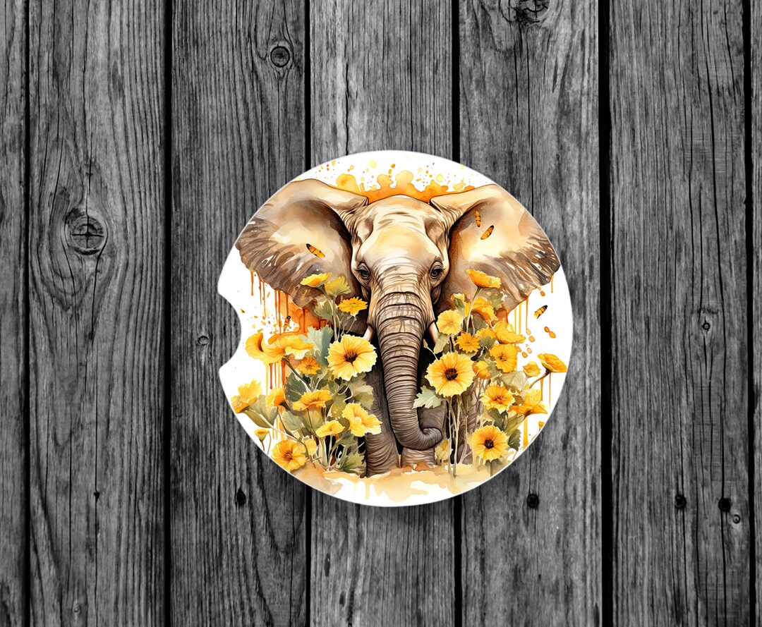Elephant Car Coasters | Watercolor Elephant Car Coasters | Elephant and ...