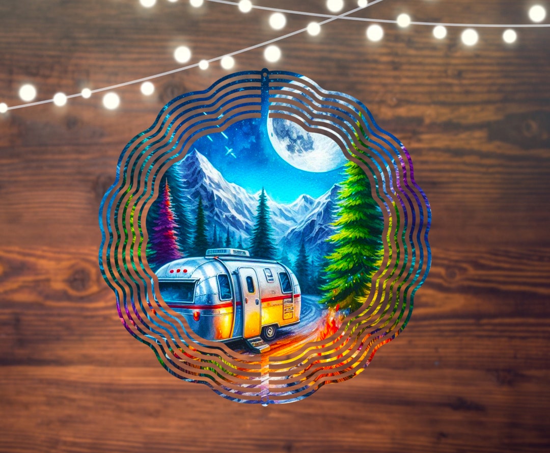 Camping Wind Spinner | Camper Wind Spinner | Camper at Night Wind ...