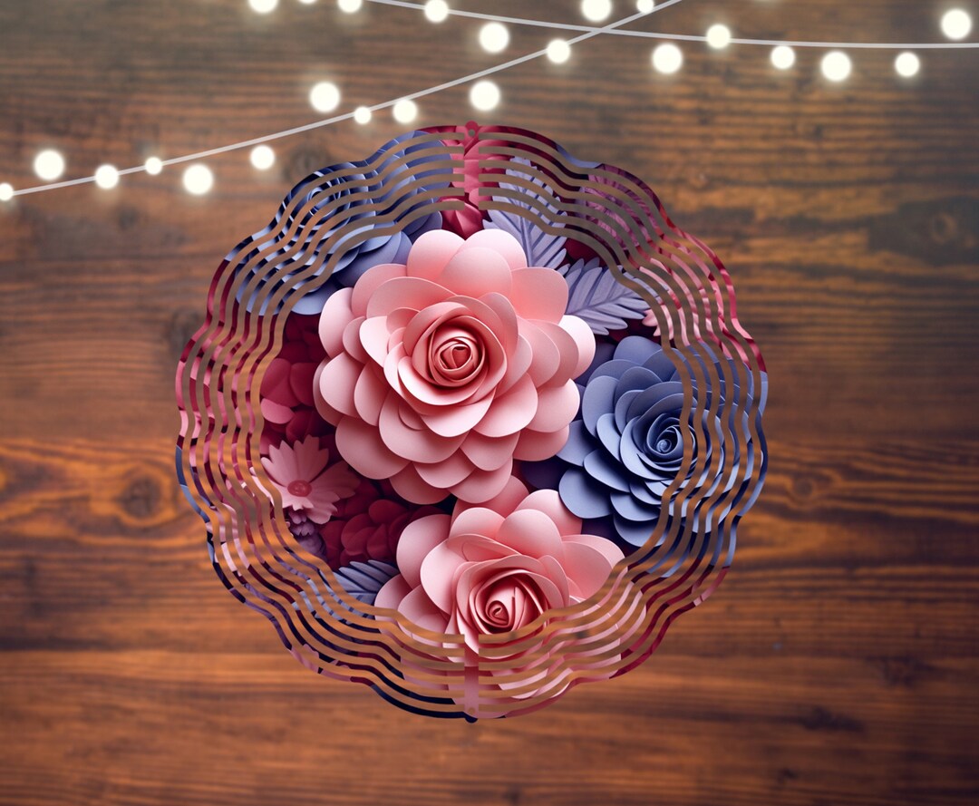 3D Rose Wind Spinner | 3D Flower Wind Spinner | Floral Wind Spinner ...