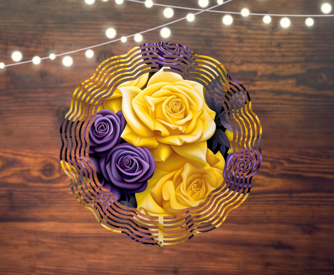 Yellow and Purple Rose Wind Spinner: 3D Floral Garden Decor - Etsy
