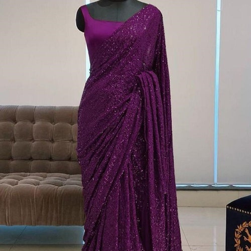 Sequence Saree Sequins Sari Usa Uk Party Wear Sequence Saree - Etsy