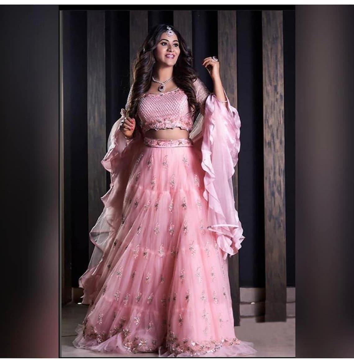 Lengha choli usa ruffle work lehenga party wear function | Etsy