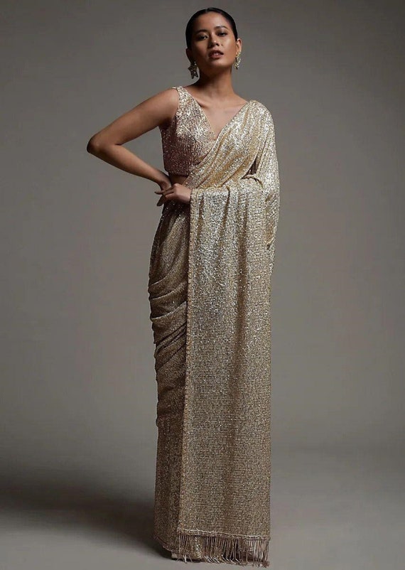 Sequence Saree Sequins Sari Party Wear Sequence Saree Glitter Etsy