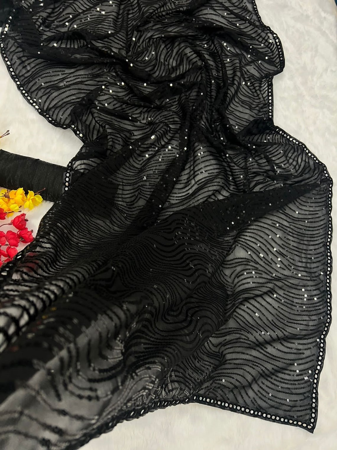 Full Sequence Saree See Through Saree Shimmer Party Wear Saree - Etsy