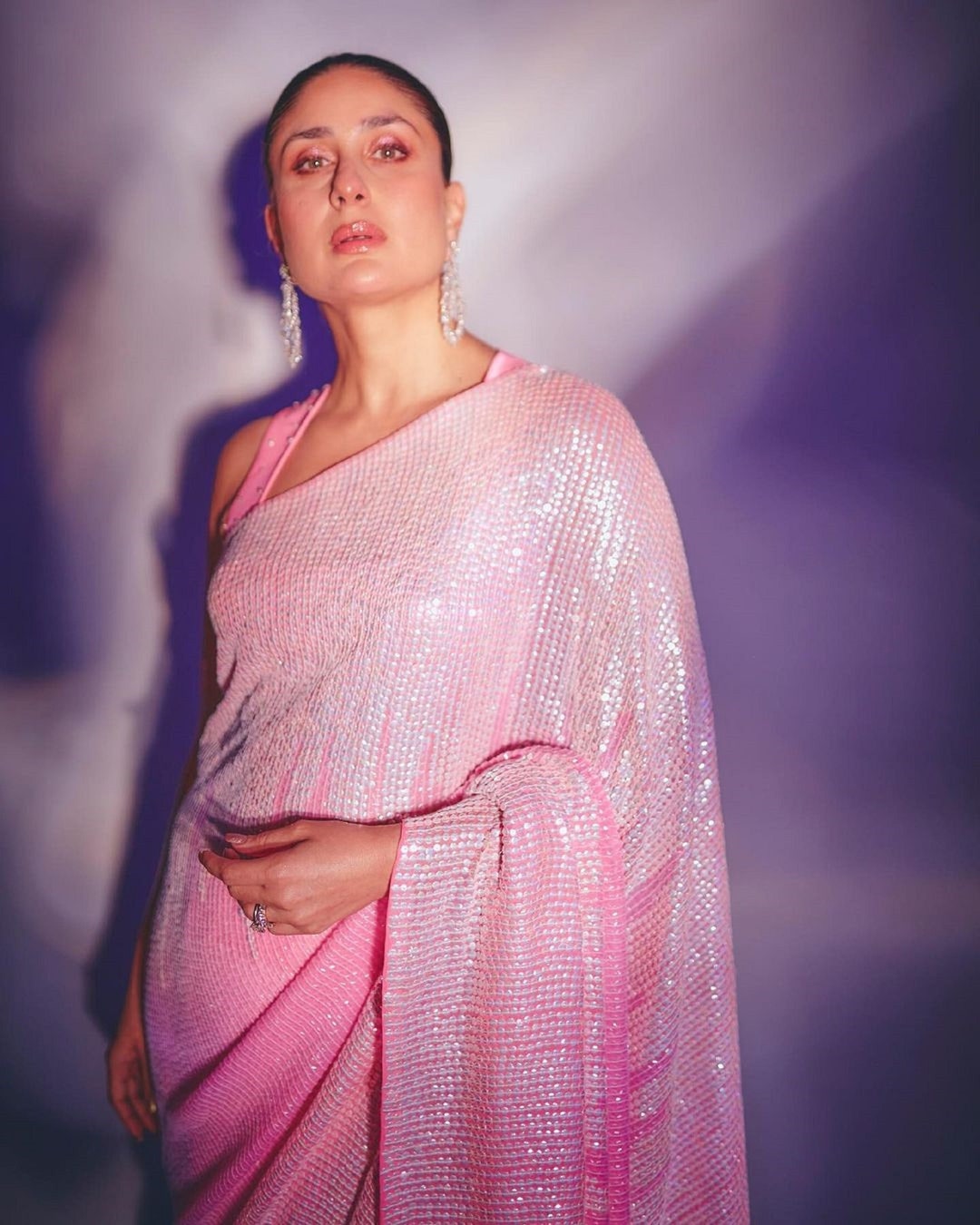 Baby Pink Sequence Saree Bollywood Inspired Sequins Sari Usa Uk Party ...