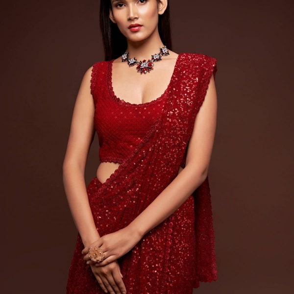 Sequins Saree - Etsy