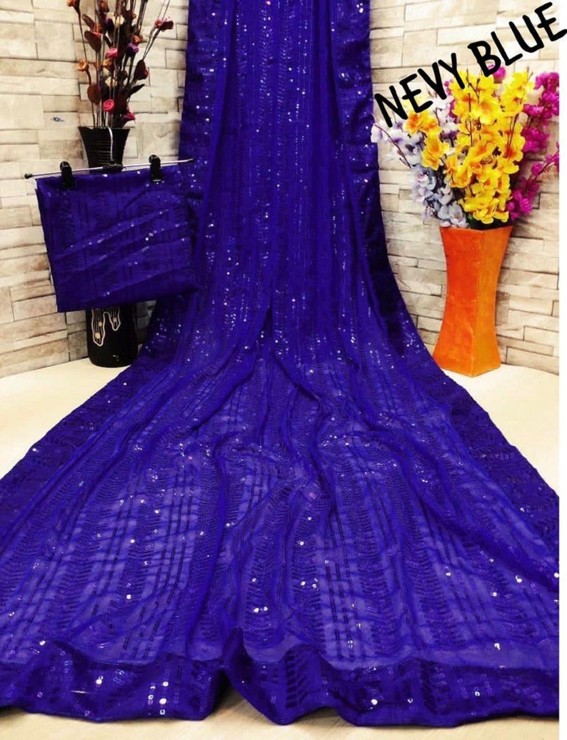 Sequins Saree Sequence Saree Party Wear Sequins Sari Sequence | Etsy