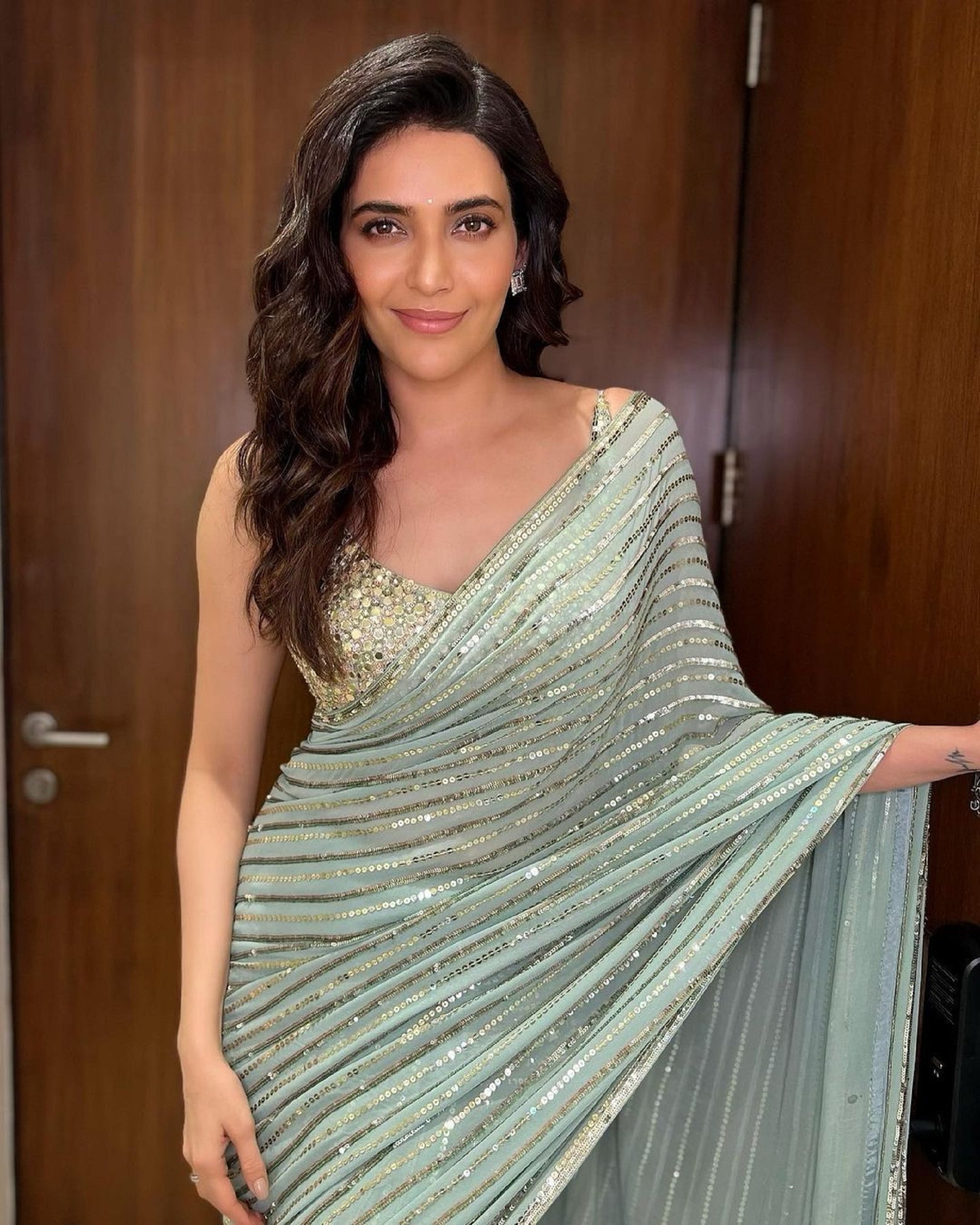 Georgette Sequin Saree Mint Green Color Indian Party Wear - Etsy