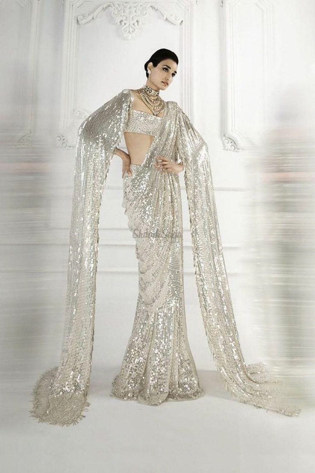 Sequins Saree Sequence Saree Party Wear Sequins Sari Sequence Saree ...