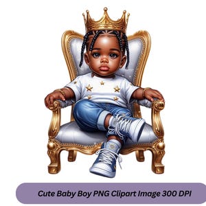 Black Baby Boy Prince PNG Clipart - Black Baby Shower 1 2 3 Birthday ...