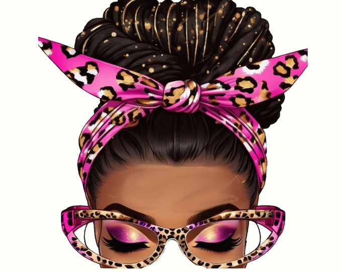 Messy Bun Girl With Glasses PNG SVG Clipart (digital Download) - Etsy ...