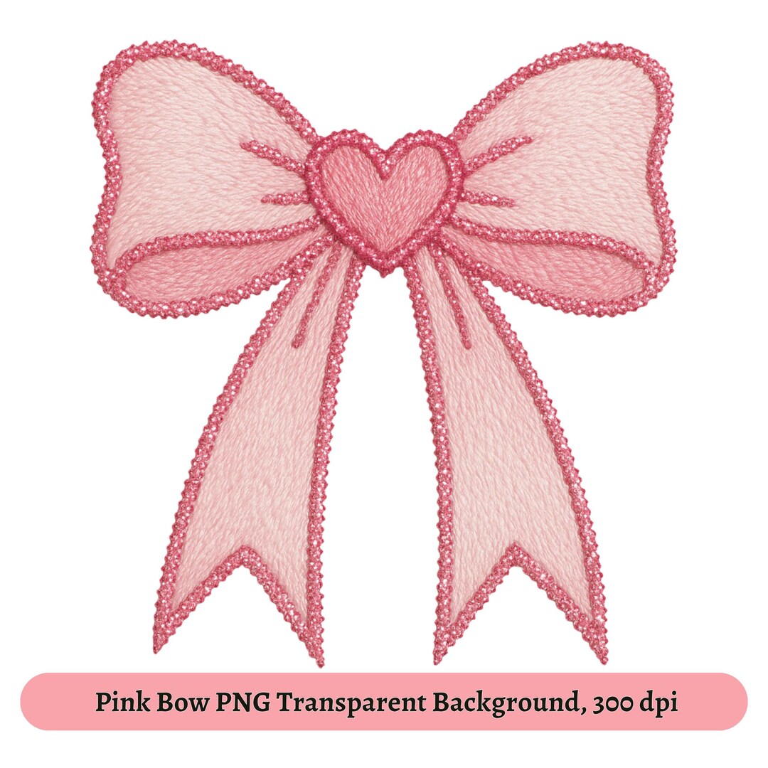 Coquette Heart Bow Clipart: Girly Pink PNG SVG (digital Download - Etsy