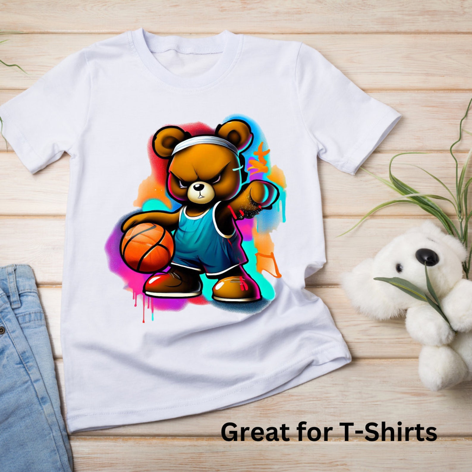 Basketball Teddy Bear Clipart PNG for Wall Decor, Birthday Party ...
