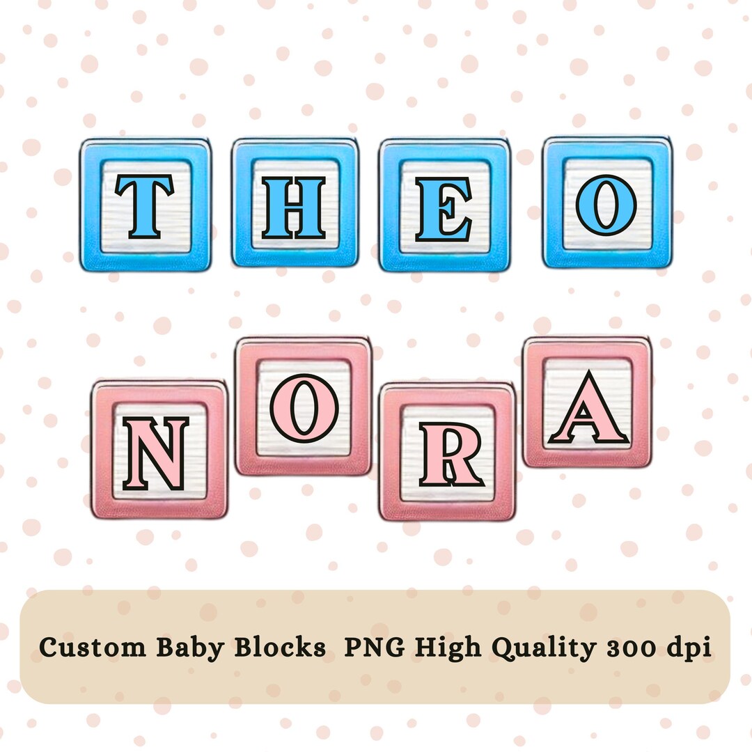 Custom Baby Alphabet Blocks Clip Art PNG, Personalized Baby Shower ...