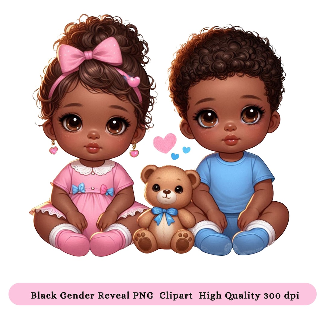 Black Gender Reveal PNG Clipart, Black Baby Boy Girl Png Clipart - Etsy