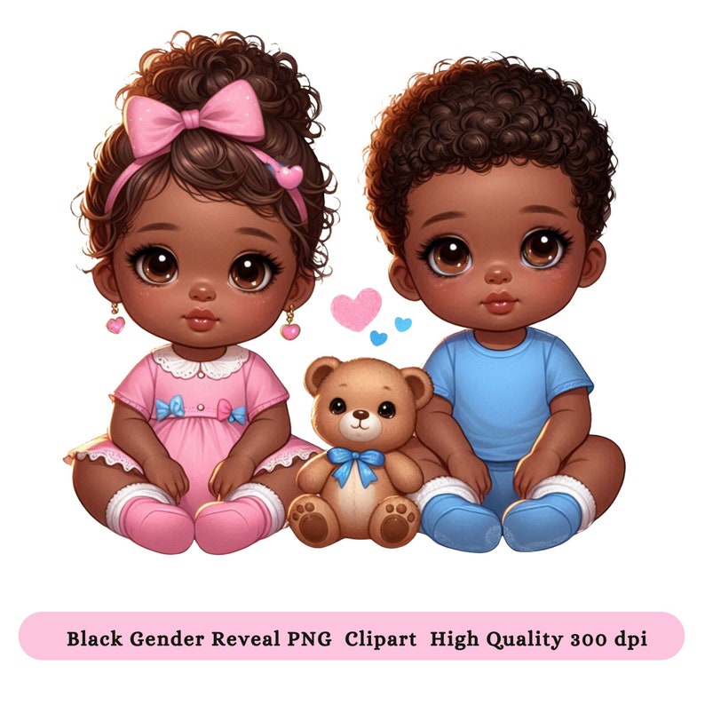 Black Gender Reveal PNG Clipart, Black Baby Boy Girl Png Clipart - Etsy