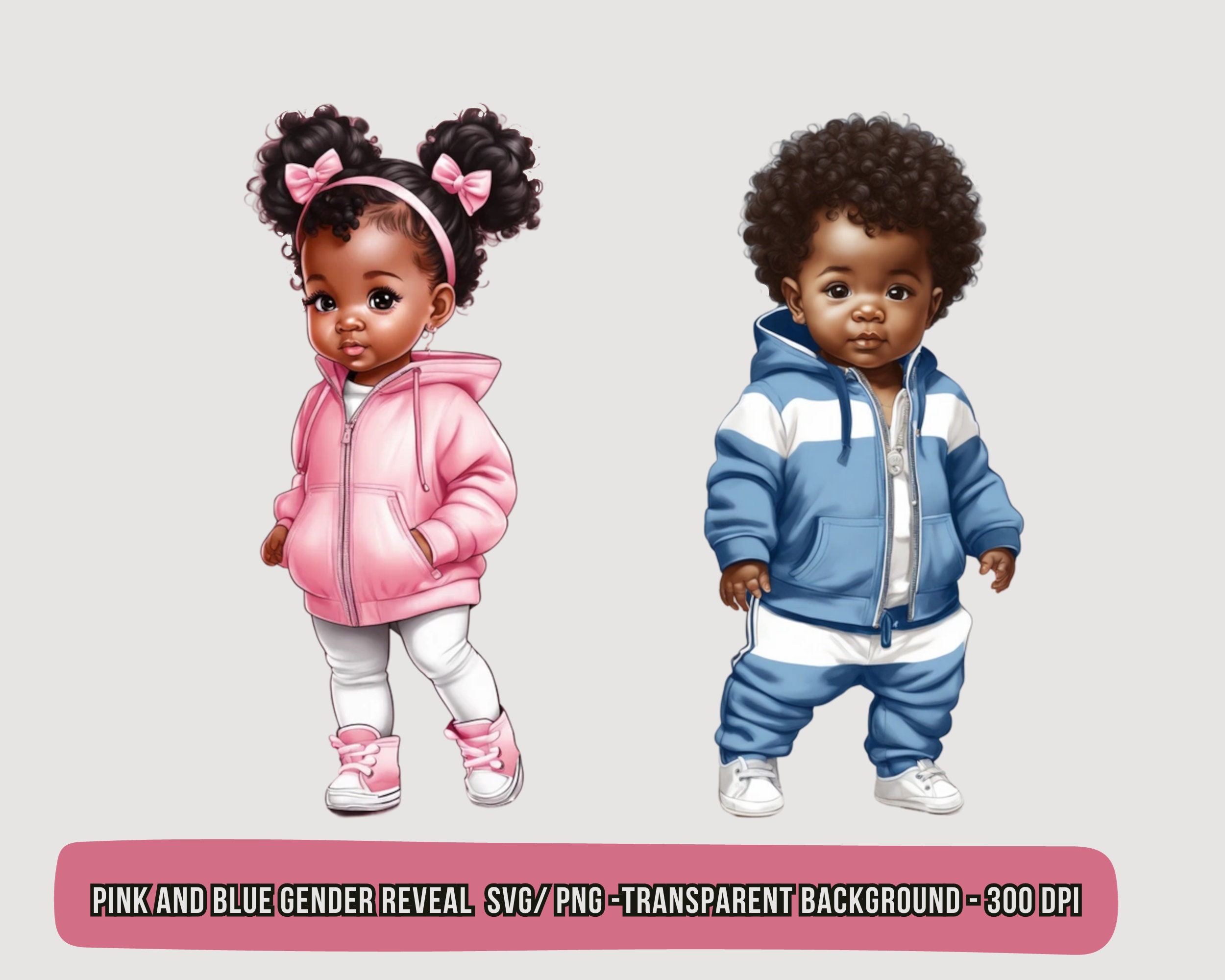 Black Gender Reveal PNG SVG Clipart, Black Boy Girl Baby Shower Svg Png ...