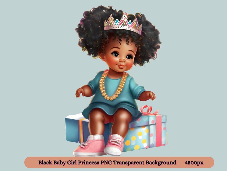 Cute Black Princess Birthday Girl PNG Clipart for Wall Art - Etsy