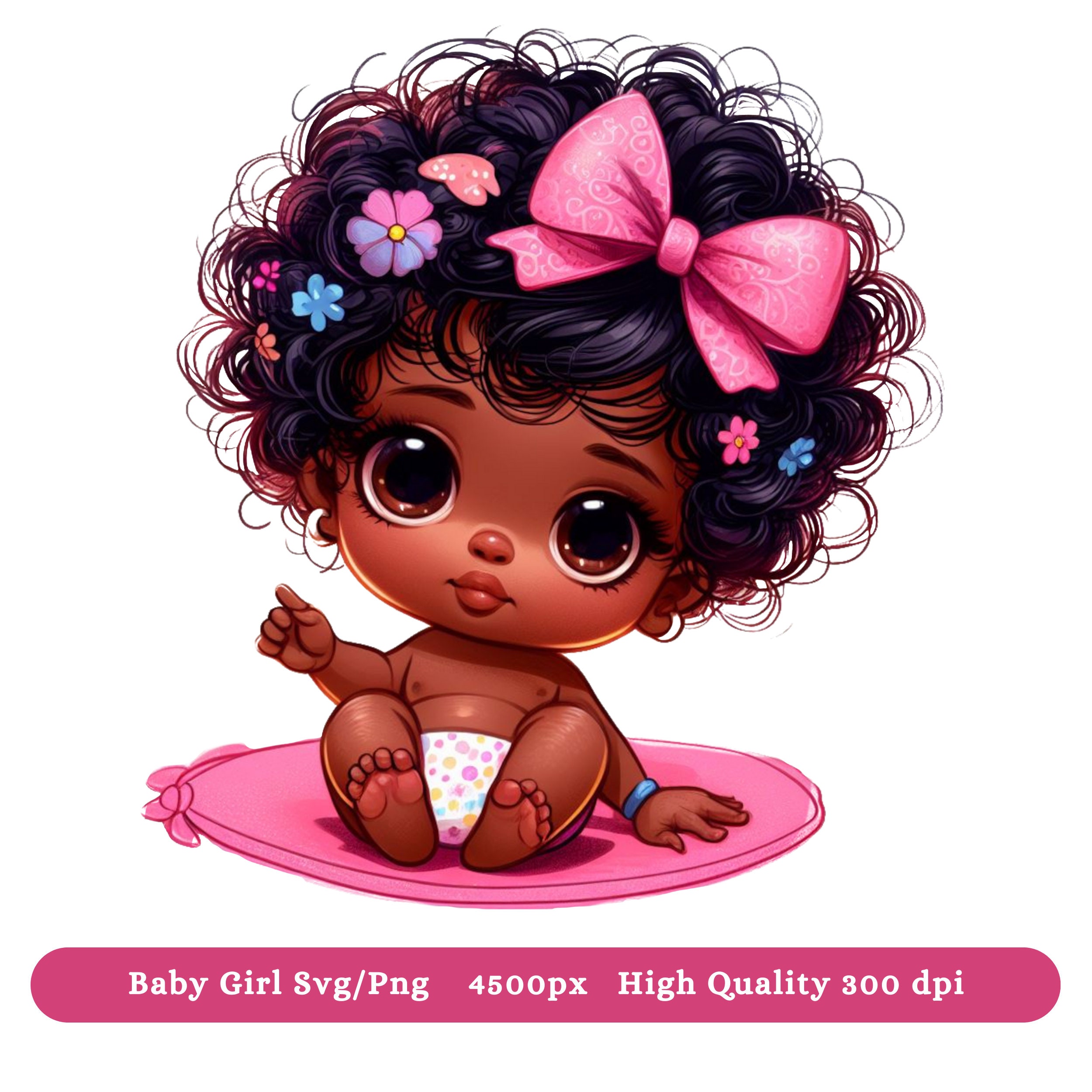 Cute Cartoon Black Baby Girl