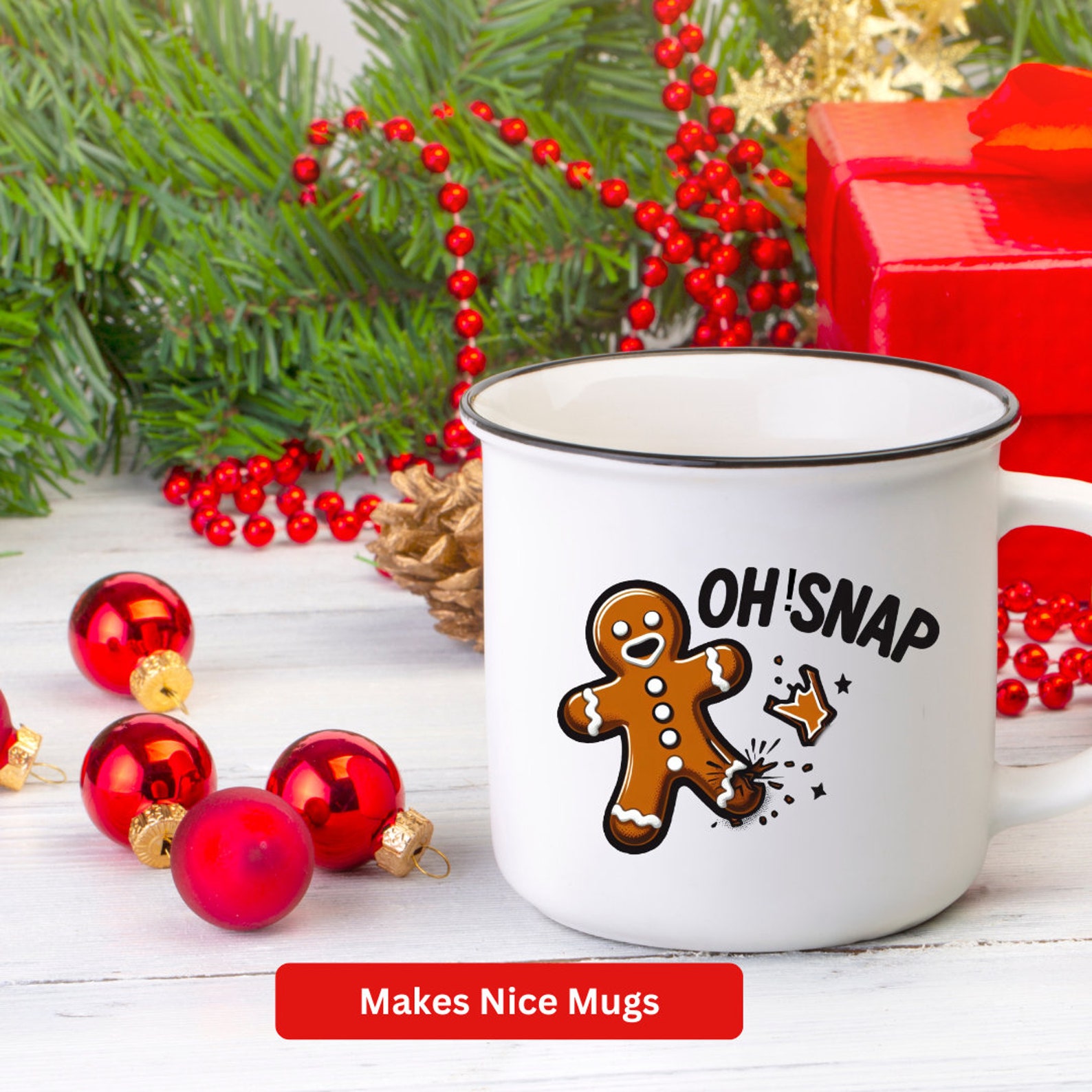 Oh Snap Gingerbread Man Clipart, SVG PNG, Christmas Cookie (digital ...