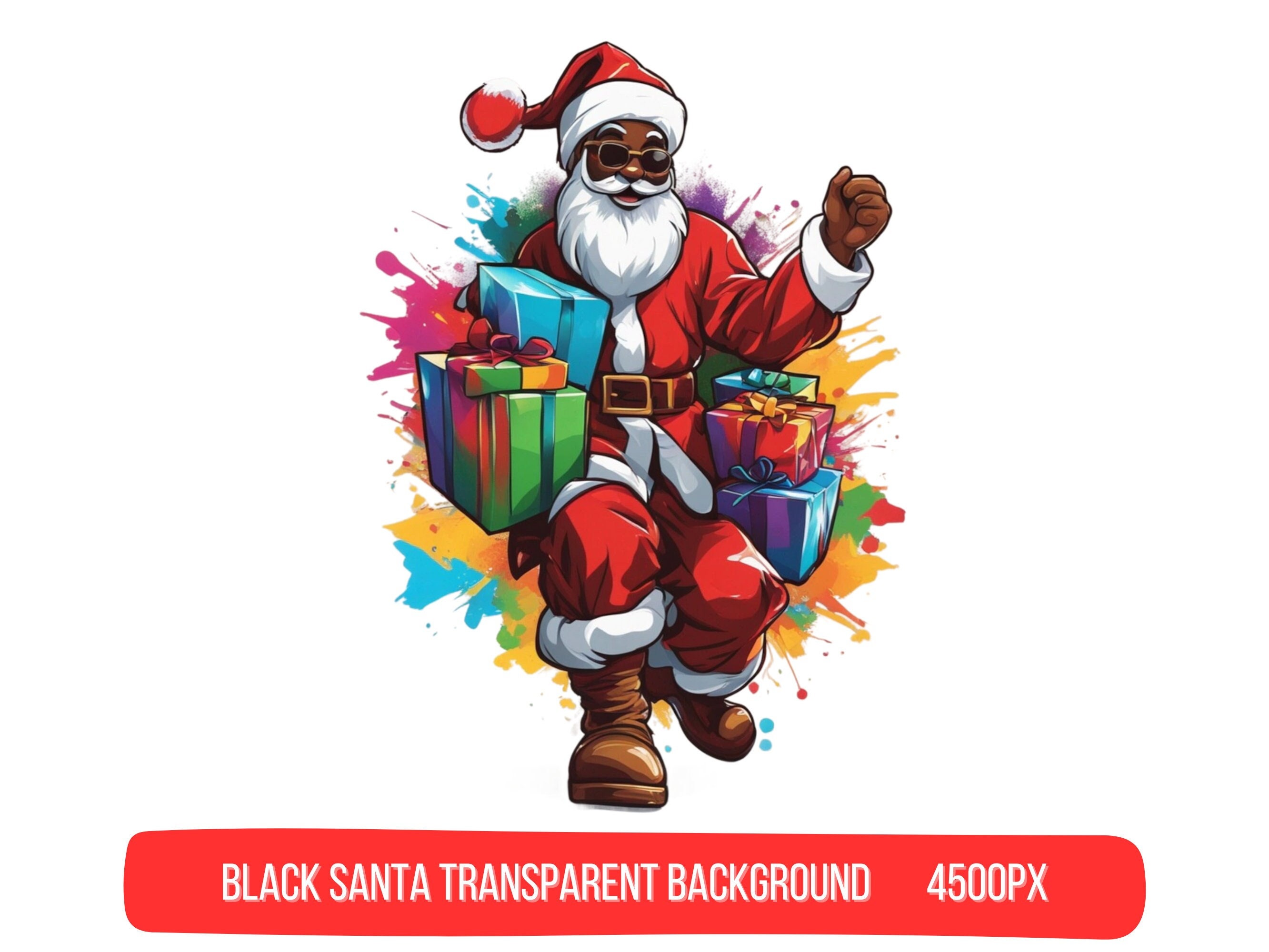Black Santa Clipart Png-hip Hop Christmas Image Png-dtf Black People ...