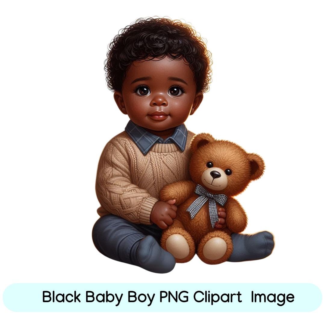 Black Baby Boy Clipart: Teddy Bear PNG Image (digital Download) - Etsy