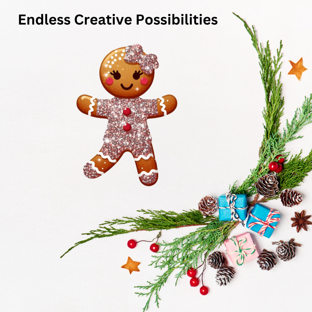 Pink Christmas Gingerbread Girl SVG PNG Clipart, Glitter Christmas PNG ...