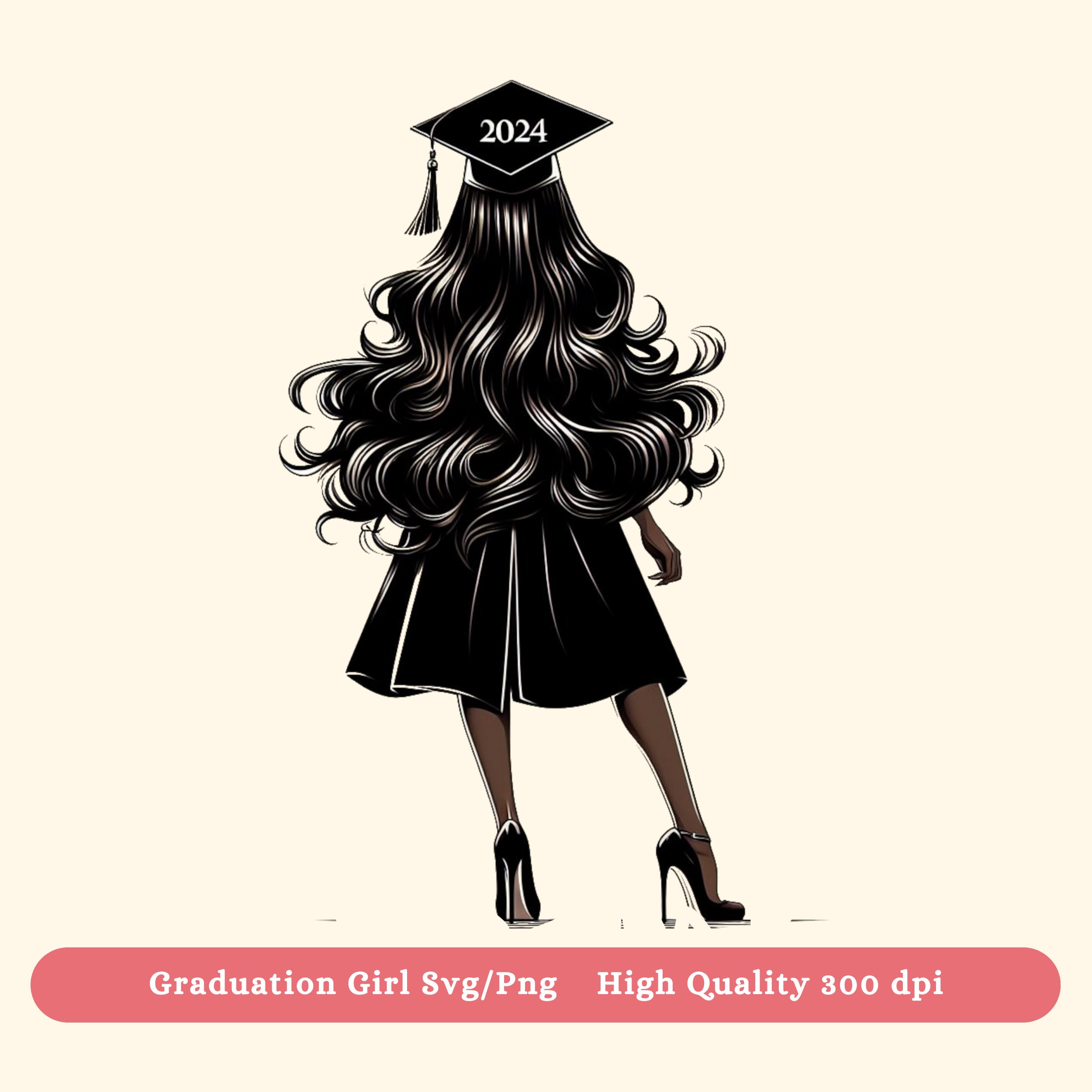 Graduation Black Girl SVG, Graduation 2024 PNG SVG Clipart, Graduate ...