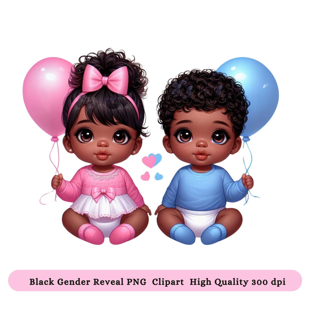 Black Gender Reveal PNG Clipart, Black Baby Boy Girl Png Clipart - Etsy
