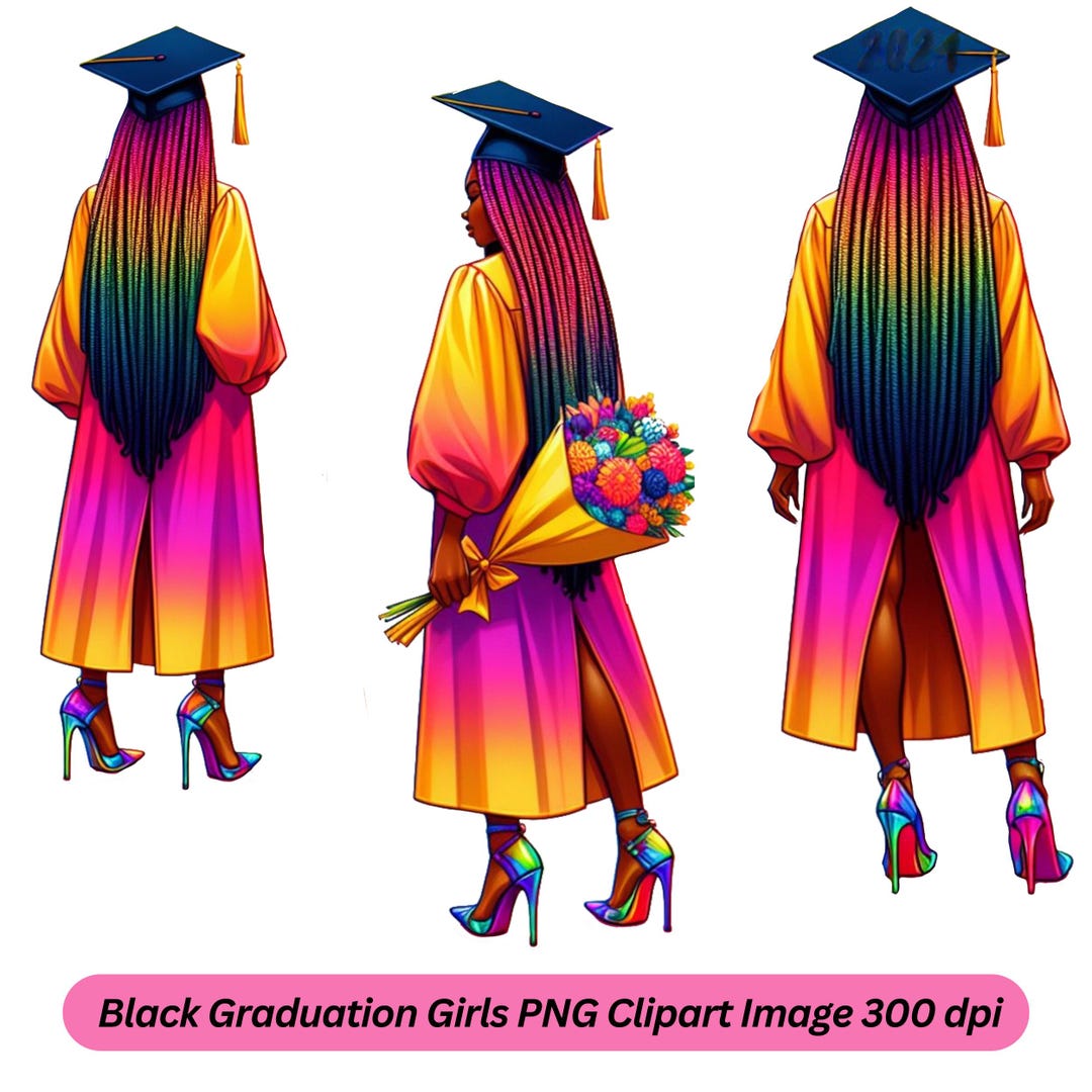Black Girl With Grad Cap PNG, Graduation 2025 PNG Clipart, Graduate Png ...