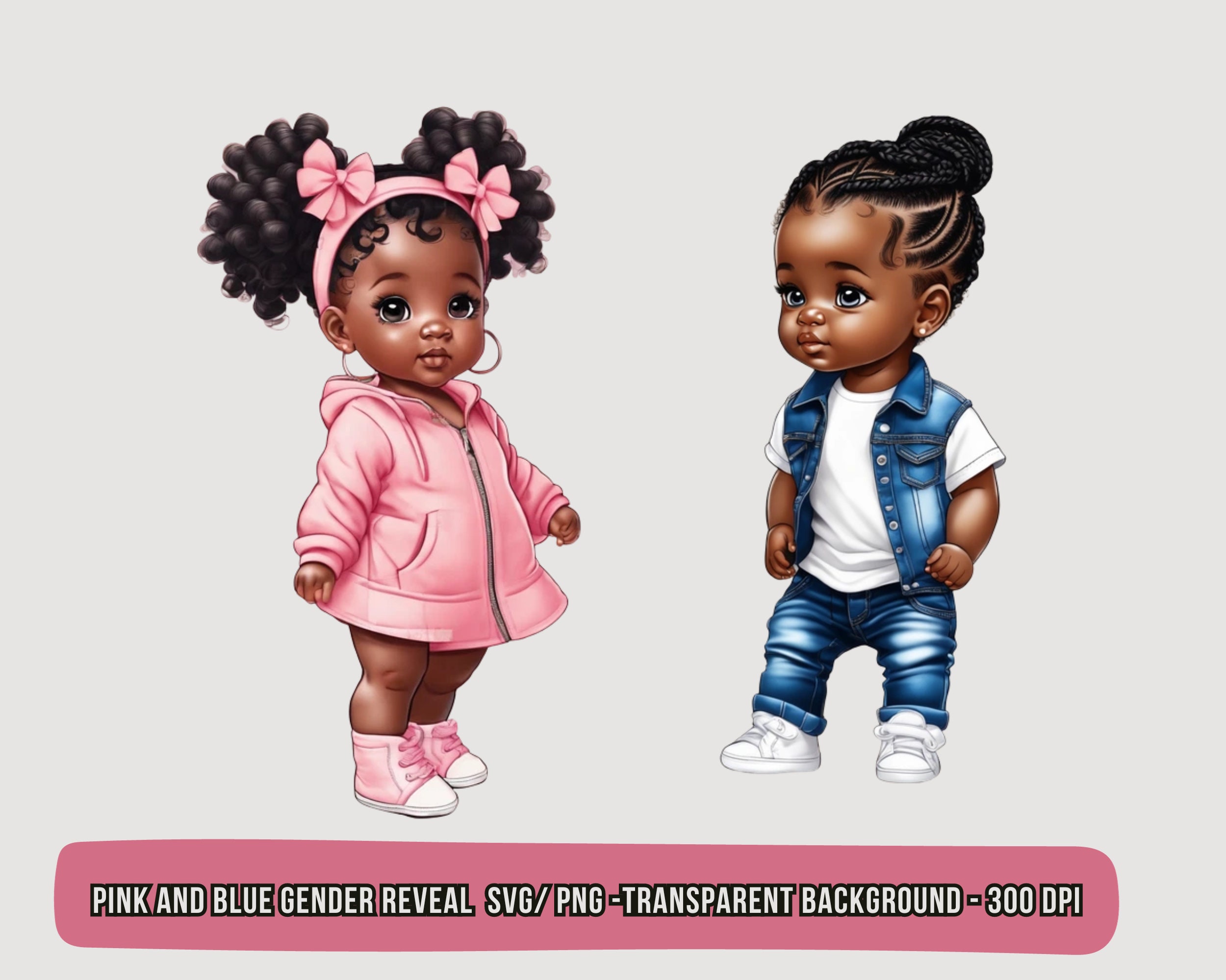 Black Gender Reveal PNG SVG Clipart, Black Boy Girl Baby Shower Svg Png ...