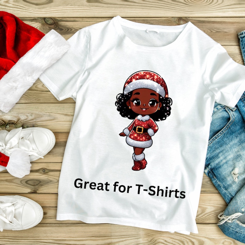 Black Girl Christmas Clipart PNG African American Santa Girl - Etsy