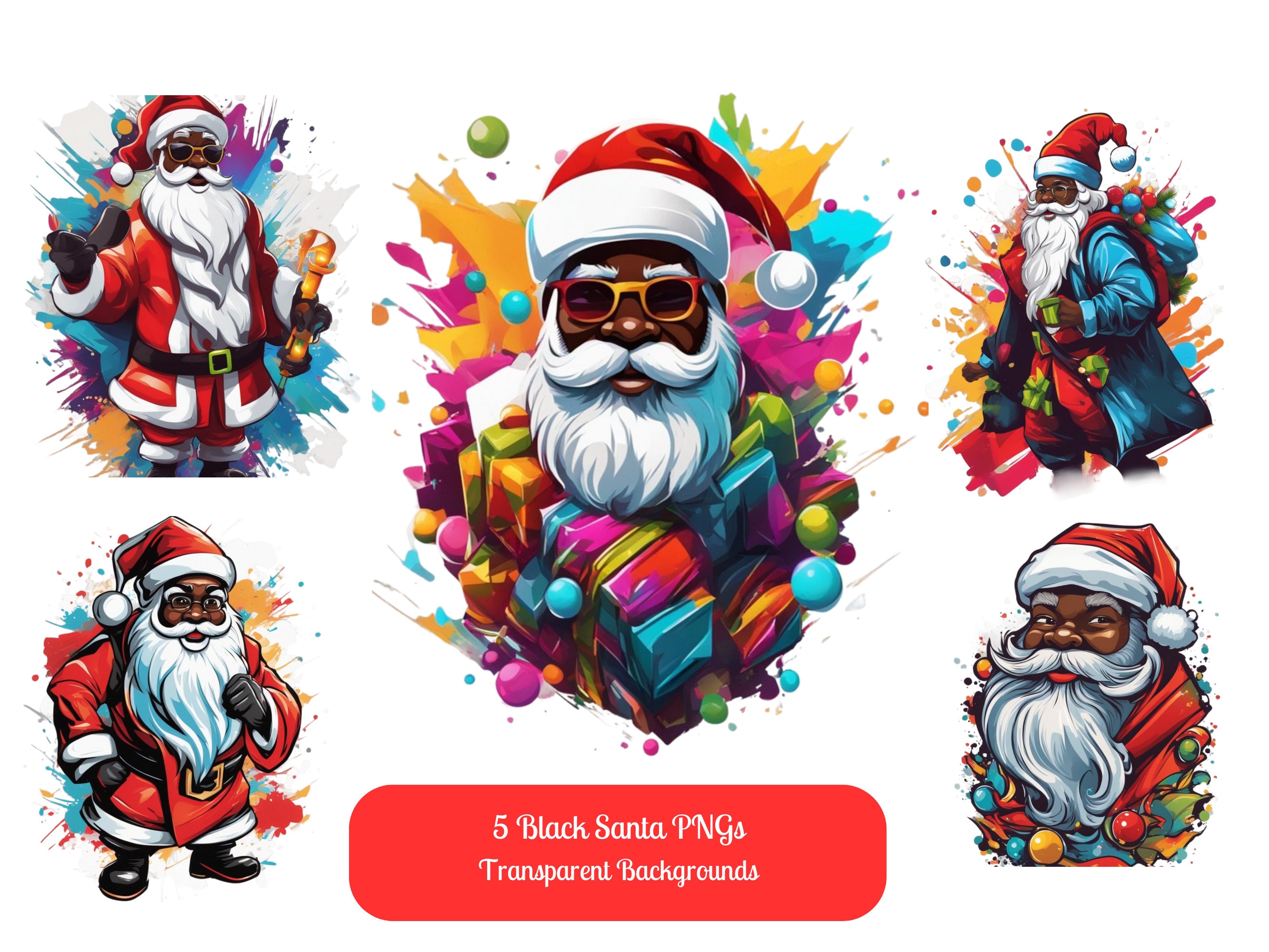 Black Santa Clipart Pngs,hip Hop Christmas PNG , African American ...