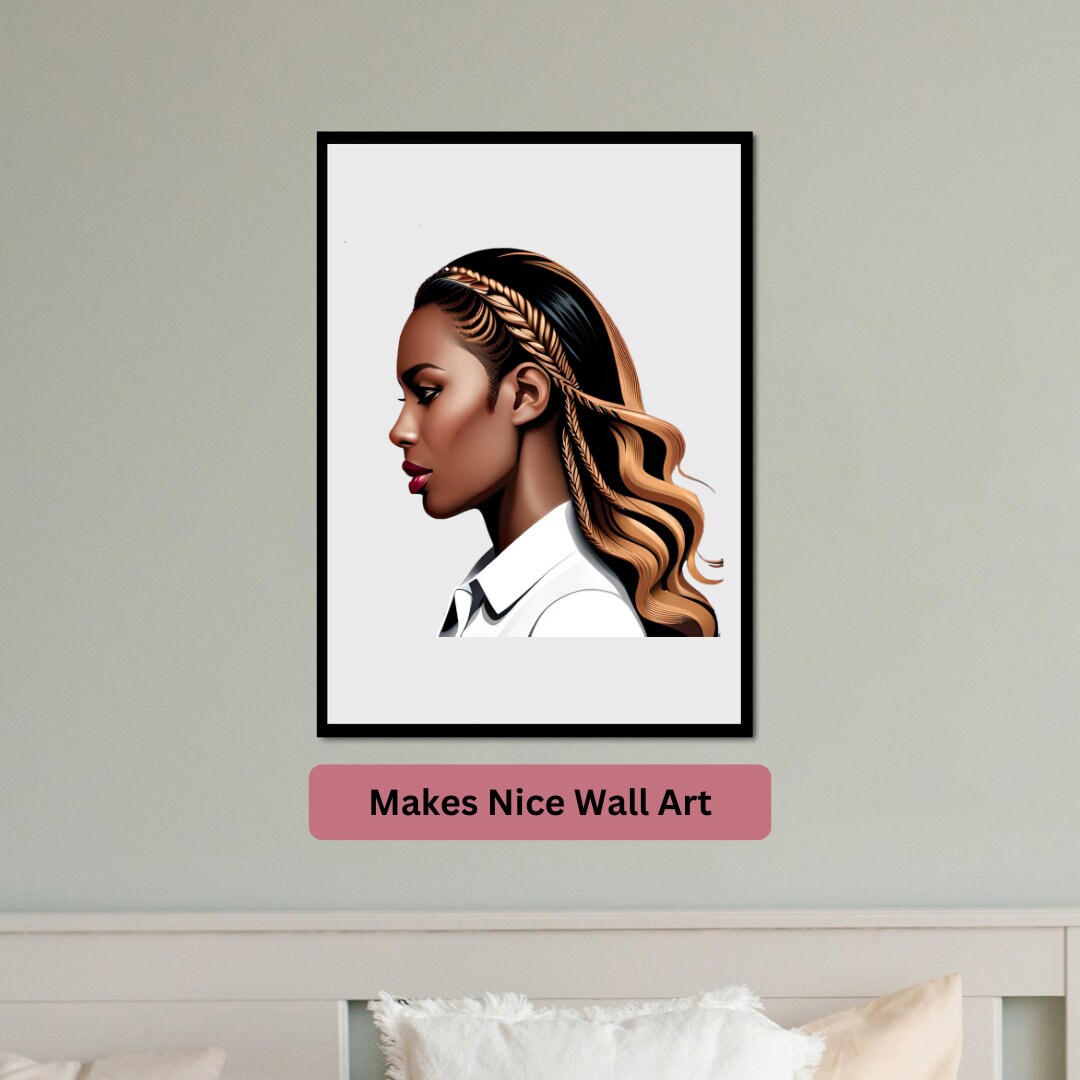 Black Women With Braids Clip Art PNG Set for Wall Art Decor, T Shirt ...