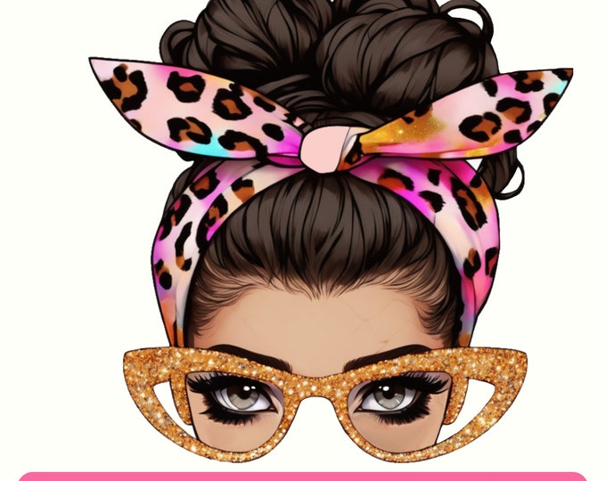 Messy Bun Girl With Glasses PNG SVG Clipart (digital Download) - Etsy ...