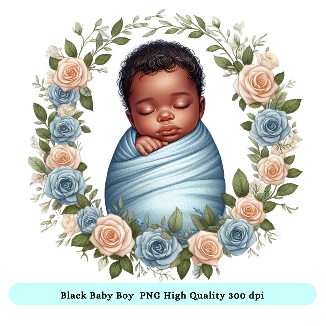Black Newborn Baby Boy Sleeping PNG Clip Art - Black Baby Shower Png ...