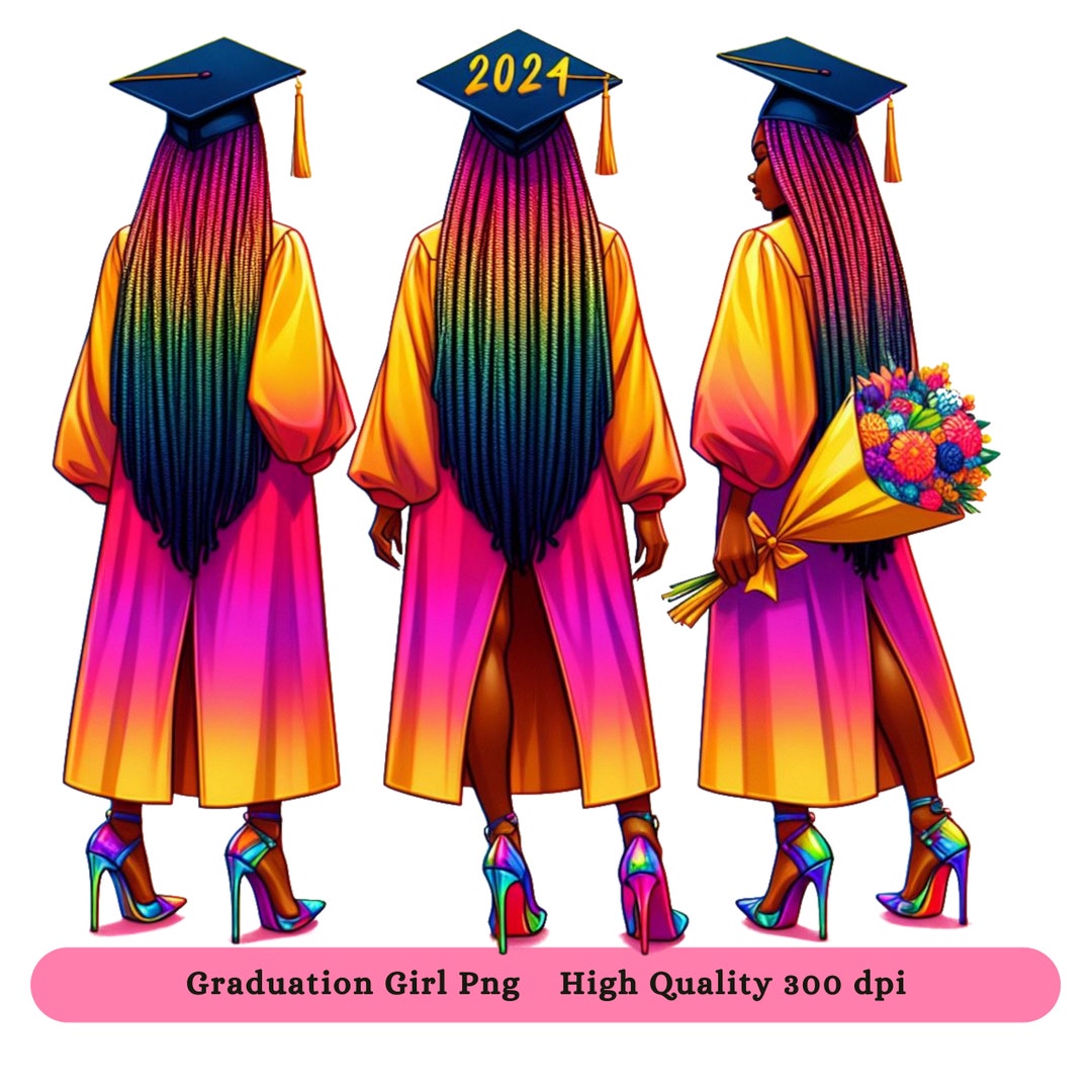 Black Girl With Grad Cap PNG, Graduation 2024 PNG Clipart, Graduate Png ...