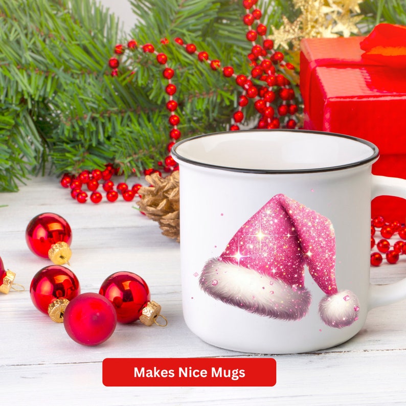 Pink Santa Hat SVG PNG Clipart, Christmas SVG Clipart, Dtf Christmas ...