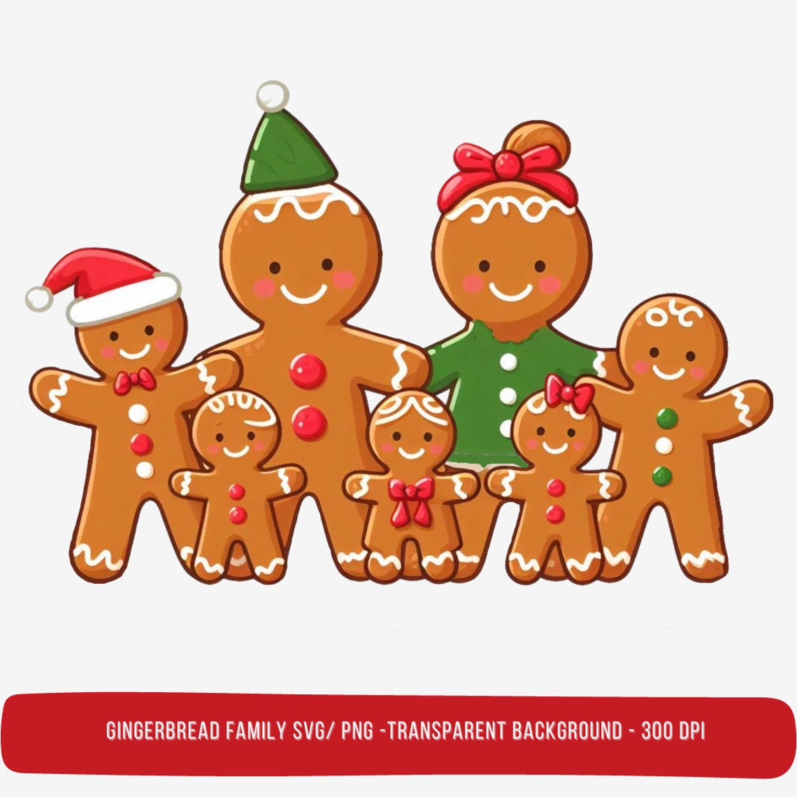 Christmas Gingerbread Family SVG PNG Clipart, Christmas SVG Clipart ...