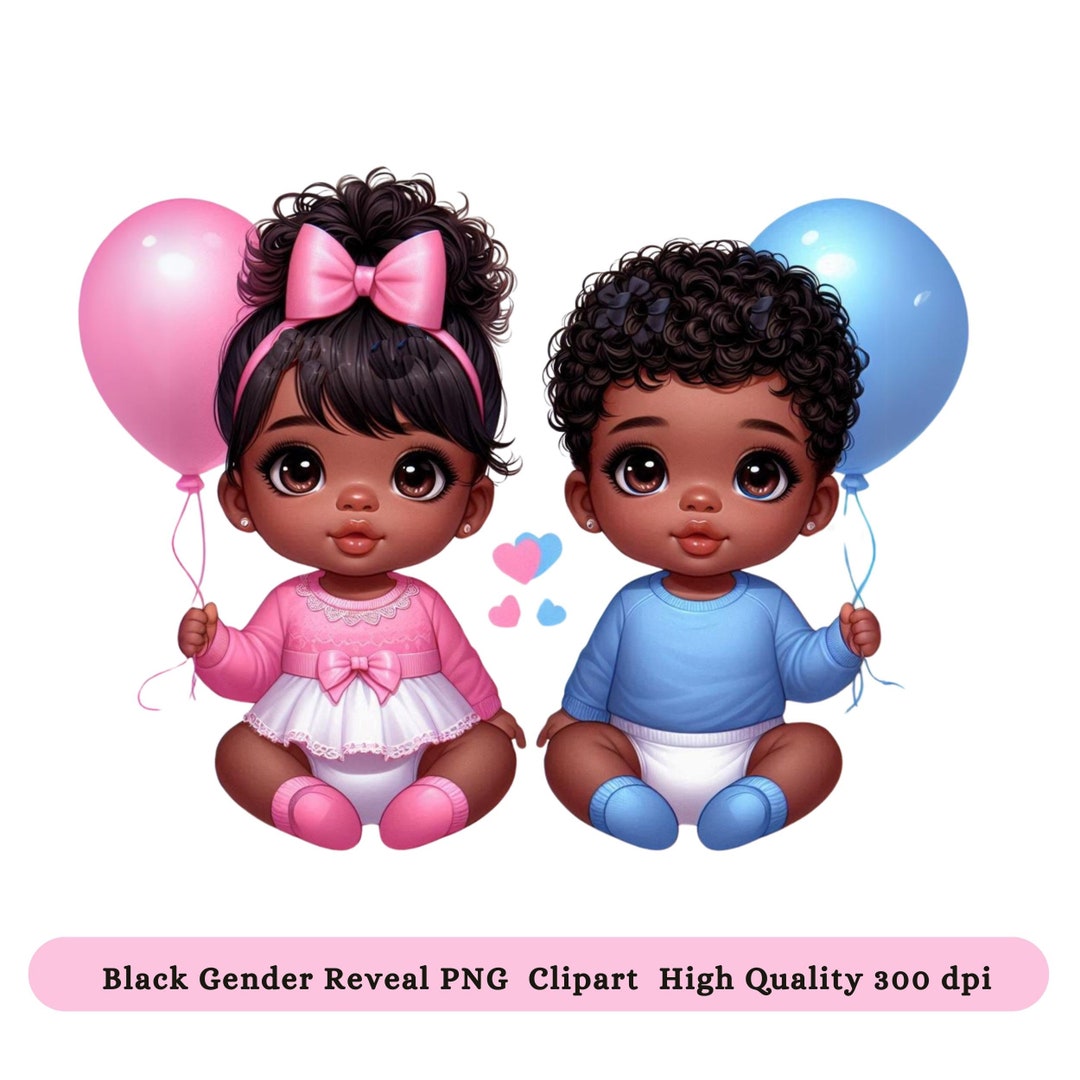 Black Gender Reveal PNG Clipart, Black Baby Boy Girl Png Clipart - Etsy