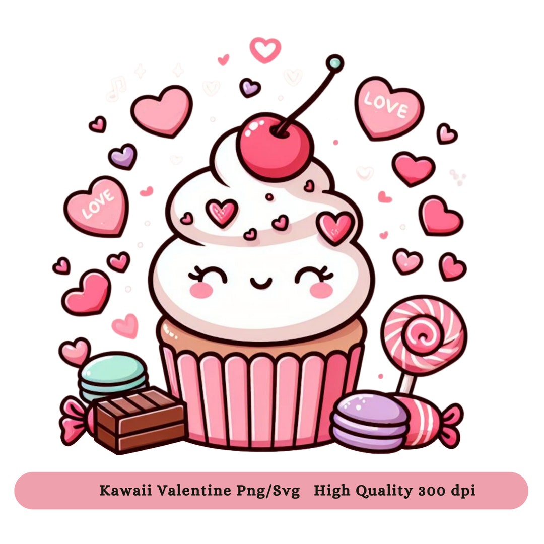 Kawaii Cupcake Clipart, Trendy Sublimation SVG PNG (digital Download ...